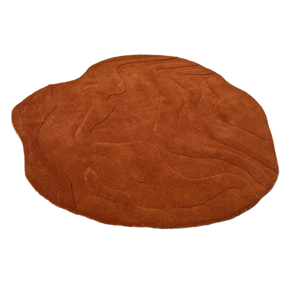 Terrain Round Rust Handmade Rug | Textured Beauty, Unique Shape – The ...